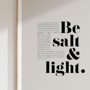 Be Salt and Light Print, Minimalist Christian Wall Art (digital ...