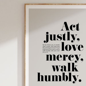 Act Justly Love Mercy Walk Humbly Bible Verse Wall Art Micah 6 8 Poster ...
