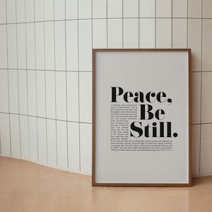 Peace Be Still Bible Verse Wall Art, Mark 4, Christian Modern Scripture ...