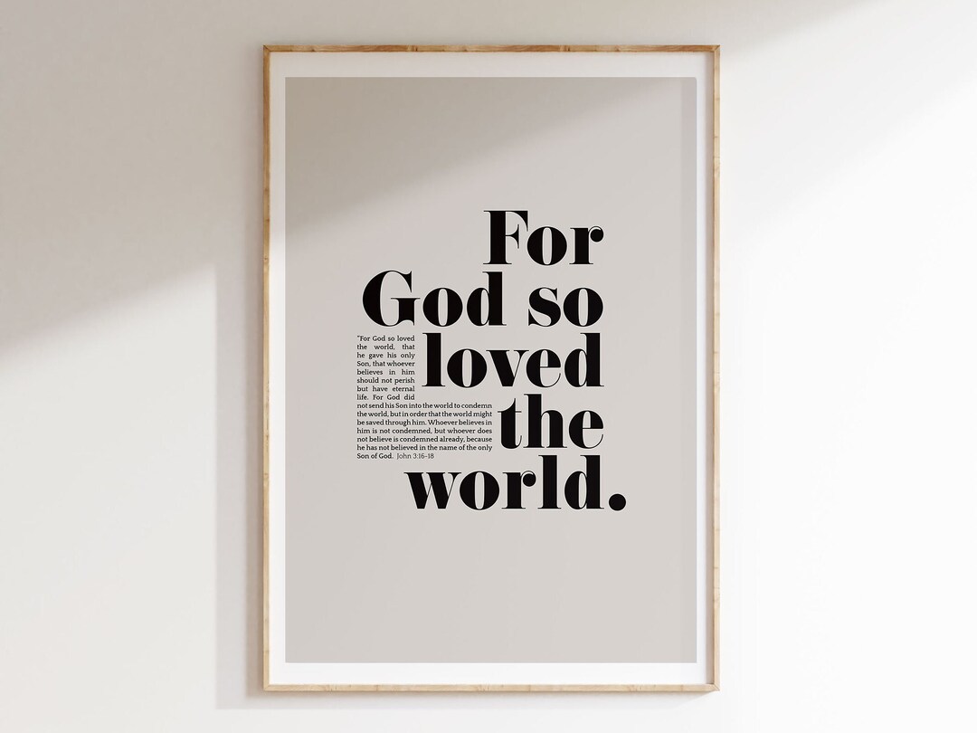 John 3 16 Wall Art for God so Loved the World Poster Instant Download ...