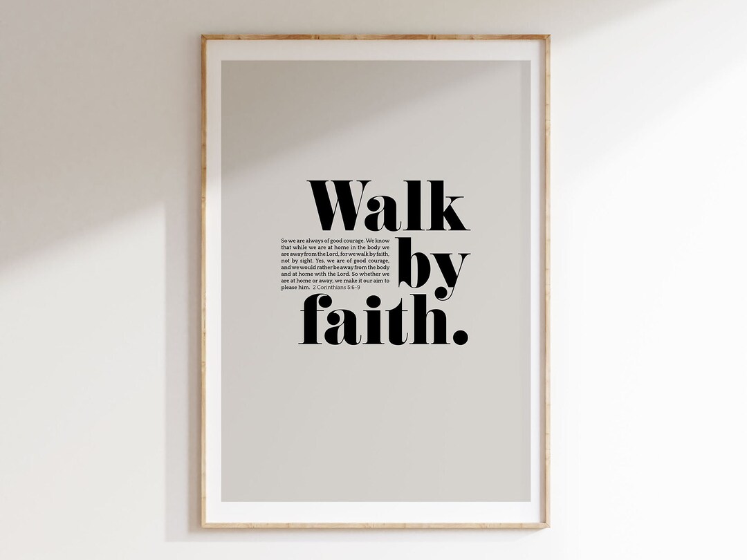 Walk by Faith Bible Verse Wall Art, 2 Corinthians 5:6-9, Christian ...