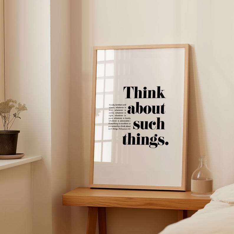 Philippians 4:8 Christian Bible Verse Print, Scripture Wall Art ...