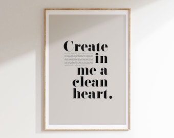Create in Me A Clean Heart Psalm 51:10 - Etsy