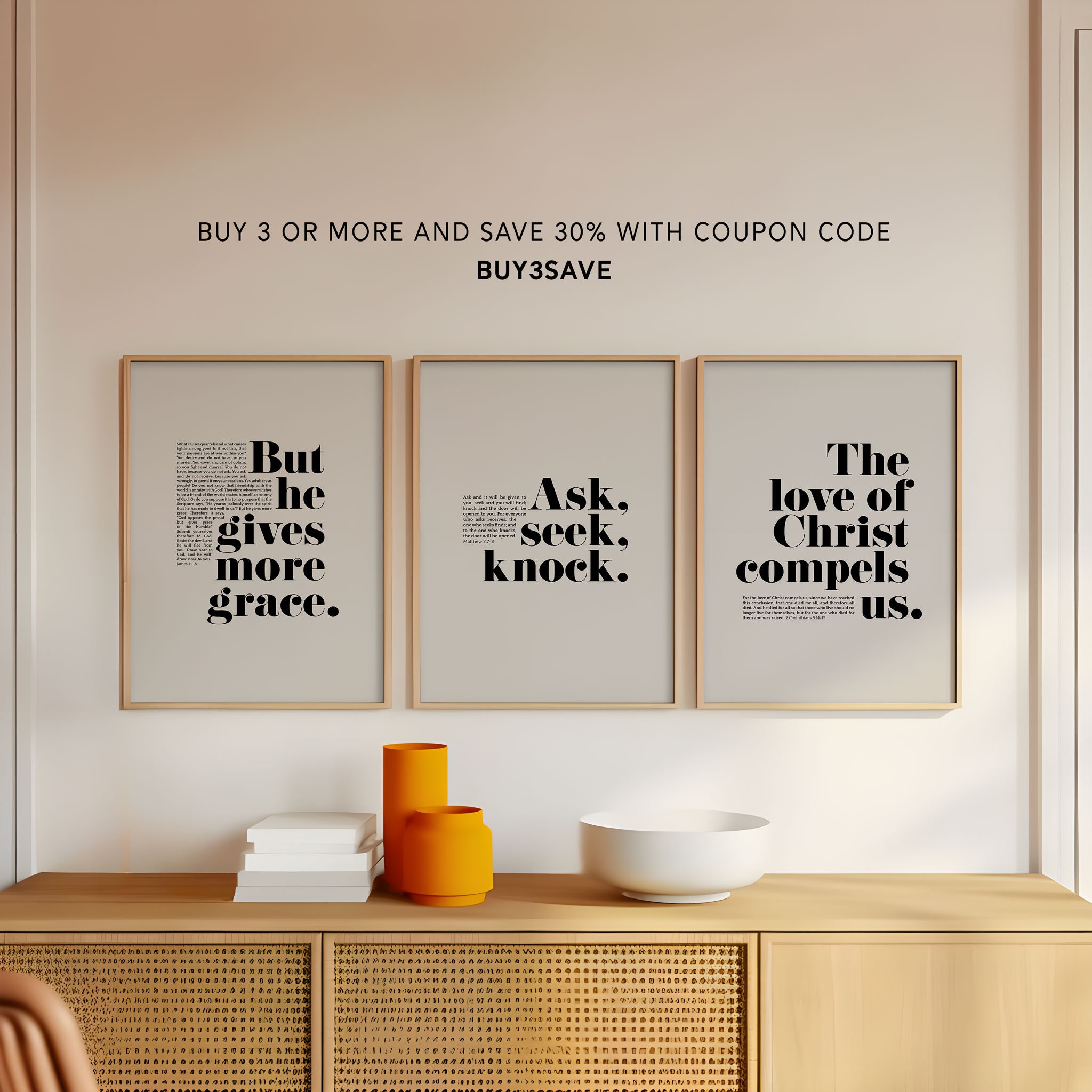 Matthew 7:7-8 Ask, Seek, Knock Bible Verse Wall Art, Christian Home ...