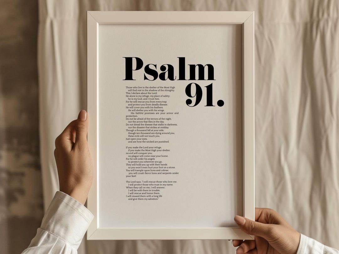 Psalm 91 NLT Bible Verse Wall Art, Minimalist Decor, Christian Modern ...