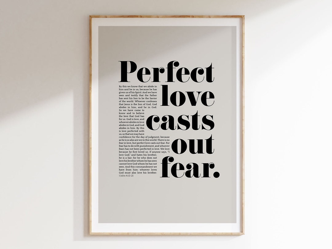 Perfect Love Casts Out Fear Bible Verse Wall Art, 1 John 4, Christian ...