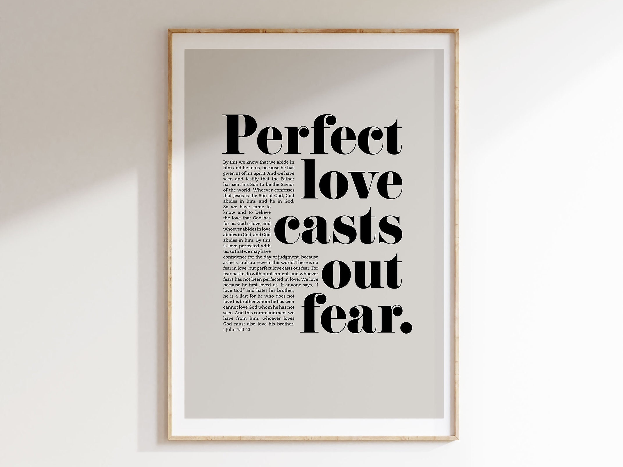 Perfect Love Casts Out Fear Bible Verse Wall Art, 1 John 4, Christian ...