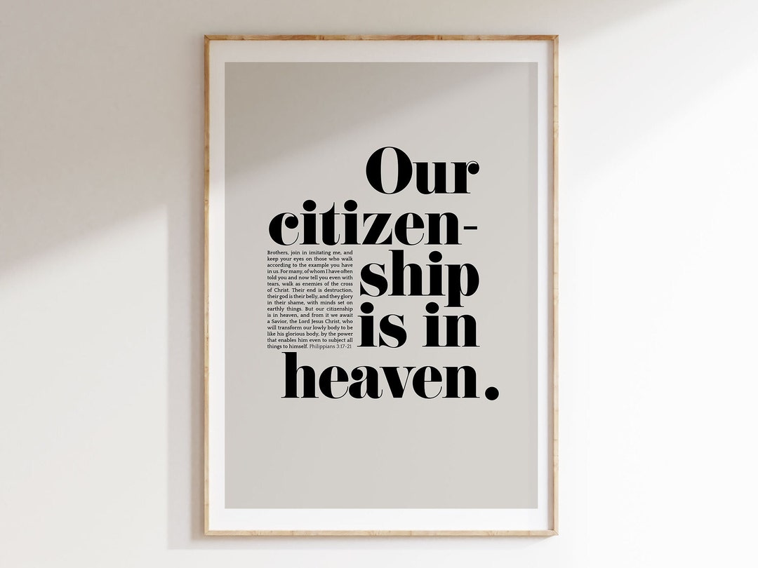 Philippians 3:20-21 Our Citizenship is in Heaven Bible Verse Wall Art ...