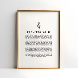 Proverbs 3 1-12 Simple Christian Floral Art Poster, Trust in the Lord ...