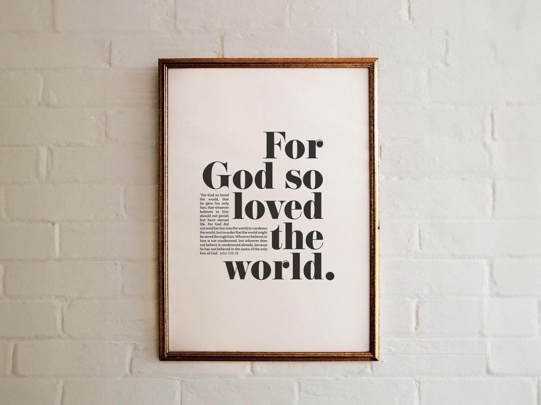 John 3 16 Wall Art for God so Loved the World Poster Instant Download ...