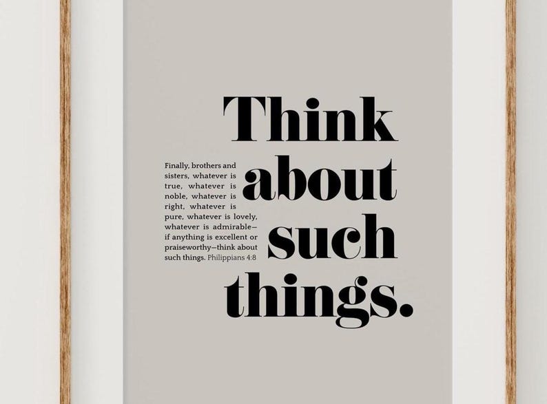 Philippians 4:8 Christian Bible Verse Print, Scripture Wall Art ...