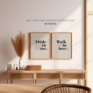 Abide in Me Bible Verse Wall Art John 15 4 Christian Poster Scripture I ...