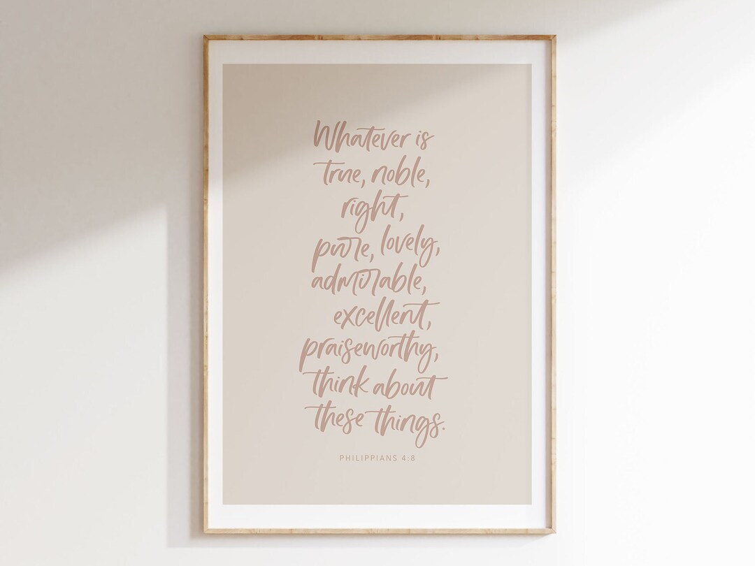 Philippians 4 8 Wall Art True Pure Right Lovely Instant Download ...