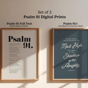 Set of 2 Psalm 91 1 Printable Christian Wall Art, Minimalist Decor ...