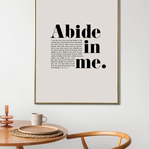 Abide in Me Bible Verse Wall Art John 15 4 Christian Poster Scripture I ...
