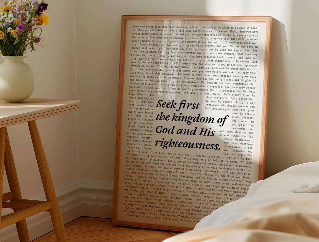 Seek First the Kingdom of God Print, Matthew 6 Art, Christian Poster ...