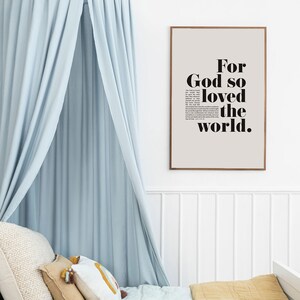 John 3 16 Wall Art for God so Loved the World Poster Instant Download ...