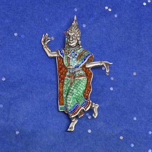 Vtg Siam Sterling Enamel Temple Dancer Brooch - Etsy