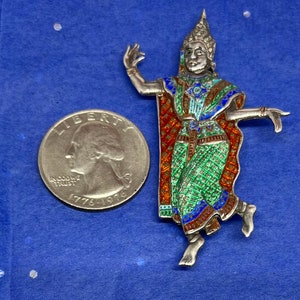 Vtg Siam Sterling Enamel Temple Dancer Brooch - Etsy