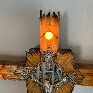 Vtg Folk Art 1960s 26” Matchstick Crucifix Lamp Cross - Etsy