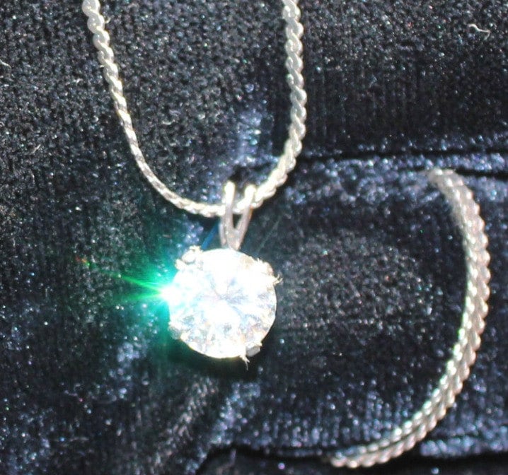 Brilliant Cut Solitaire Crystal Pendant Set in Sterling Silver - Etsy