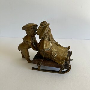 Antique Victorian Children Sledding Statue Brass and Wood Figurine - Etsy