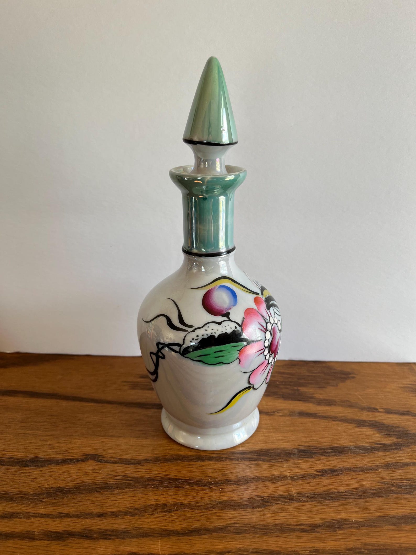 MIJ Handpainted Art Deco Lustre Stoppered Ceramic Bottle Dresser Bottle ...