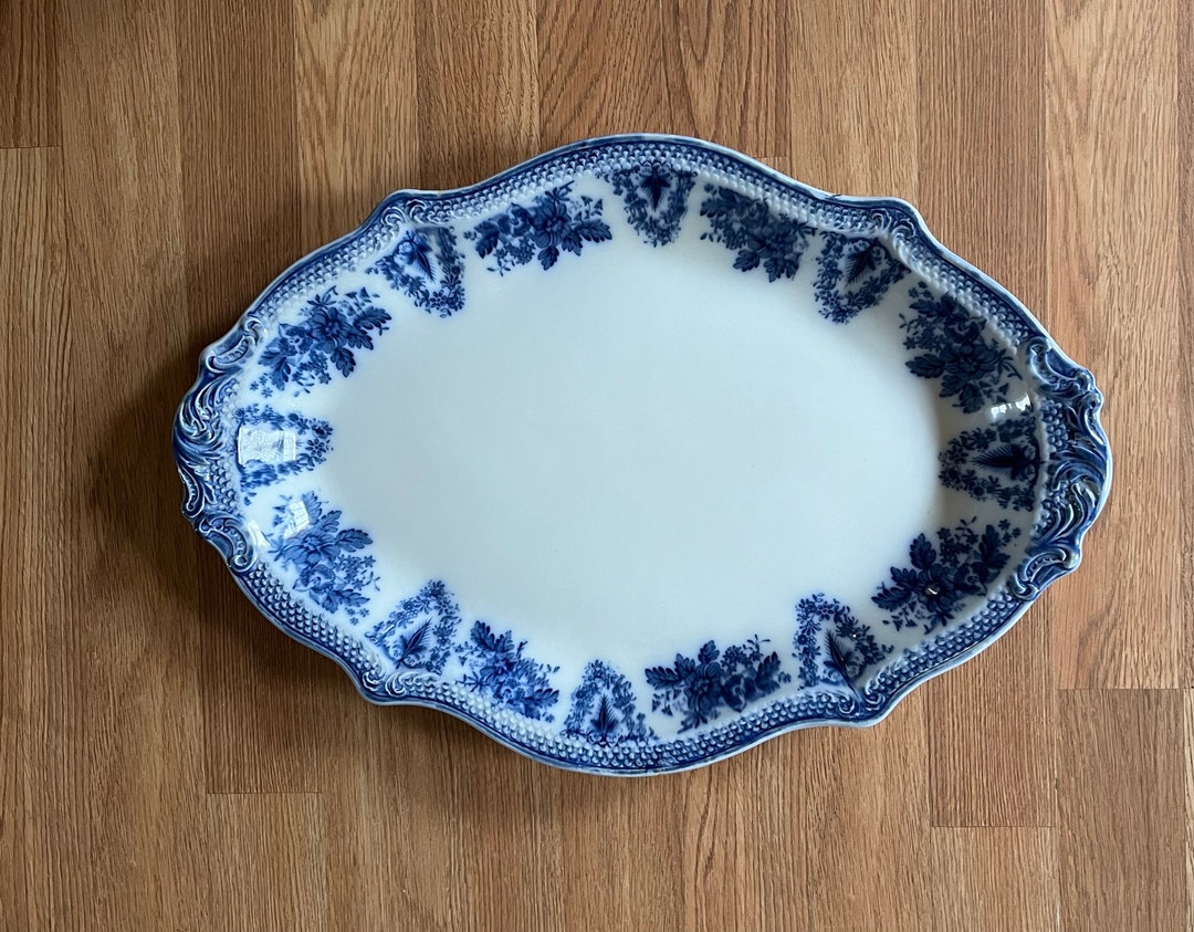 Large 1891 W. H. Grindley Platter 19.25” Long BRUSSELS Pattern Flow ...