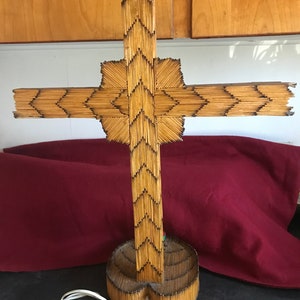 Vtg Folk Art 1960s 26” Matchstick Crucifix Lamp Cross - Etsy