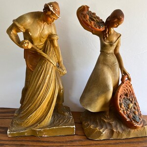 WPA Era Farm Worker Statues Chalkware Harvest Figure Art Deco Man ...