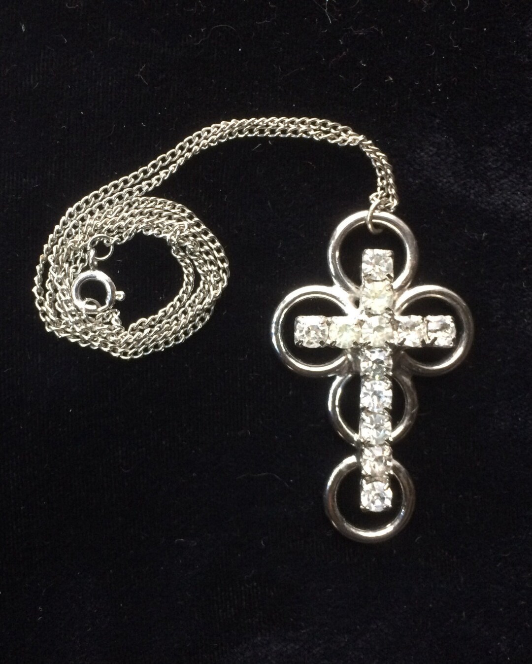 60s Modernist Cross Rhinestone Cross Vintage 1960s Unusual Space Age ...