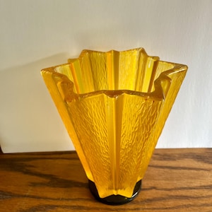 Walther Glas Star Shaped Yellow Glass Vase Art Deco Style Made in ...