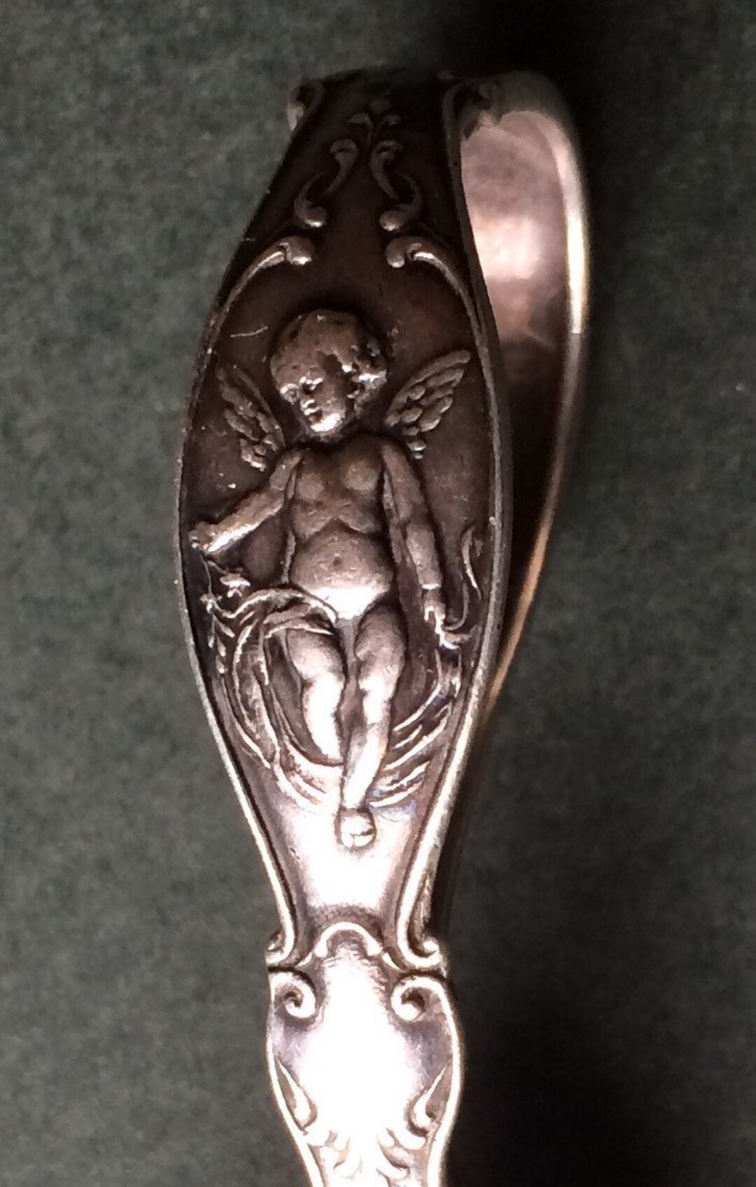 1894 Sterling Medicine Spoon Cupid Curved Handle Sterling Silver Reed ...