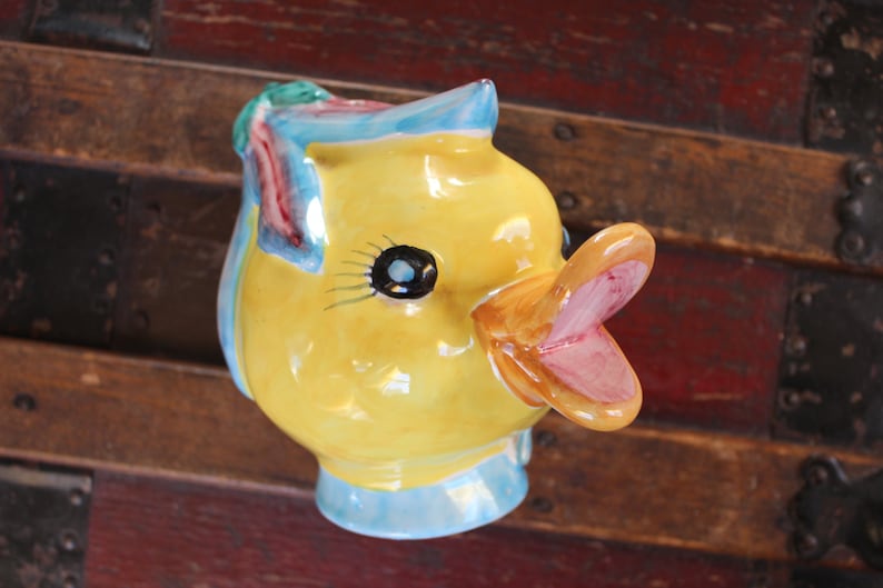 Italy Pottery Duck Bank 1960's Mid Century Colorful Figural Duck Head ...