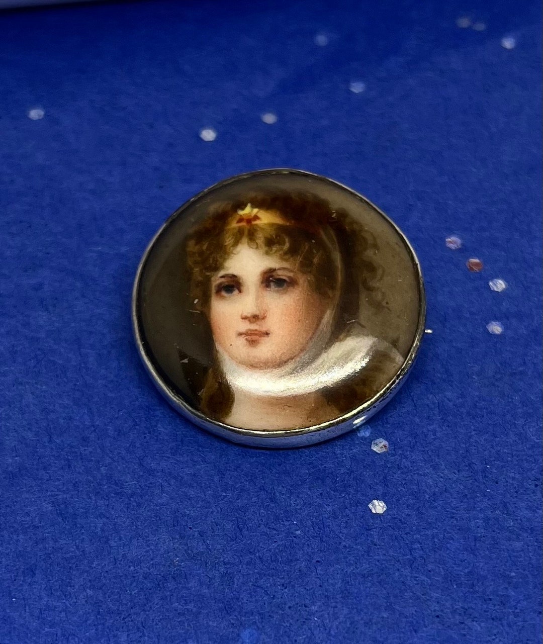 Antique Handpainted Porcelain and Sterling Portrait Brooch of Queen ...
