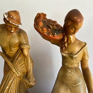 WPA Era Farm Worker Statues Chalkware Harvest Figure Art Deco Man ...