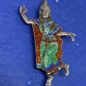 Vtg Siam Sterling Enamel Temple Dancer Brooch - Etsy