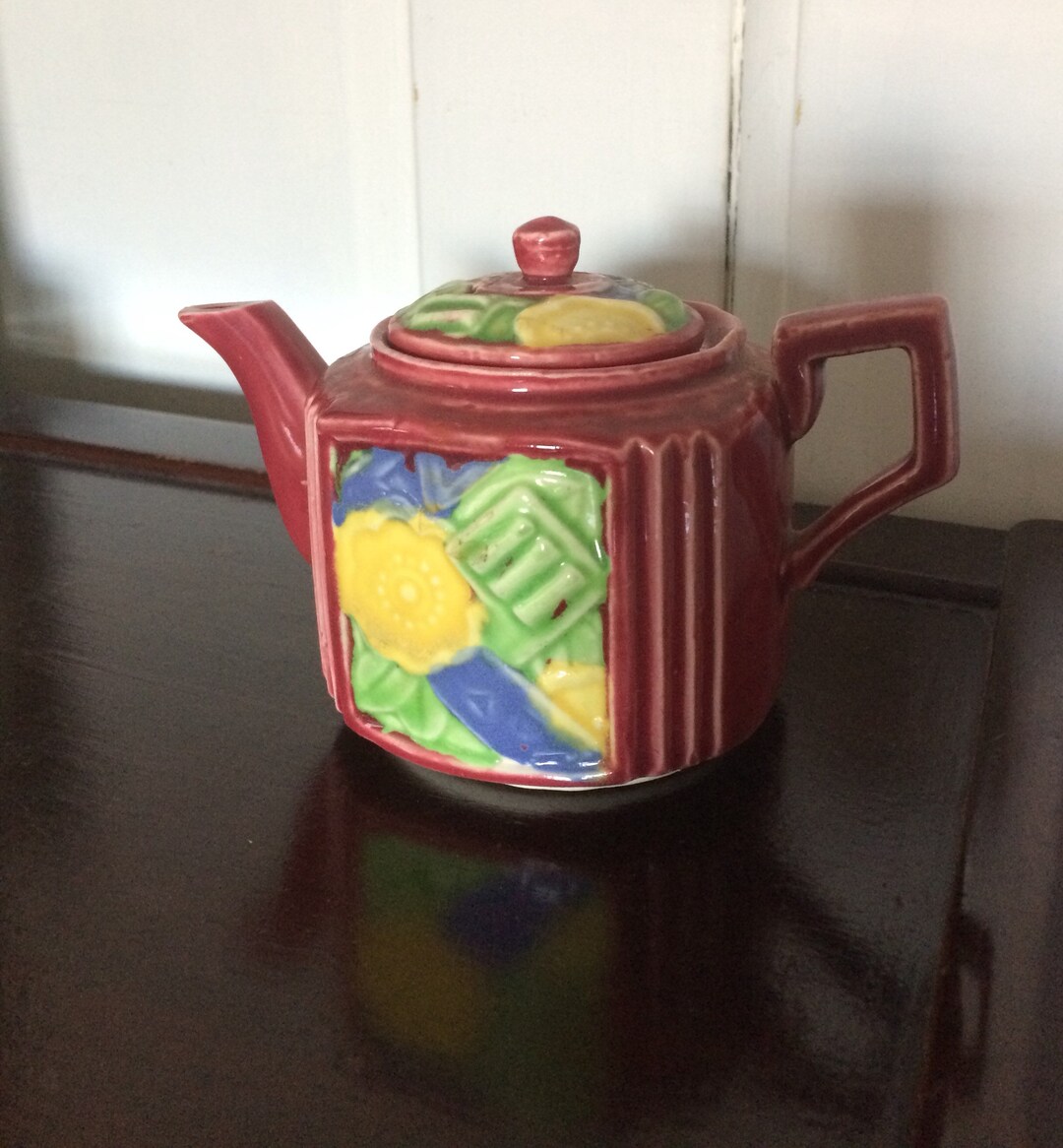 Vtg Art Deco Small Teapot MIJ Ceramic Abstract Teapot - Etsy