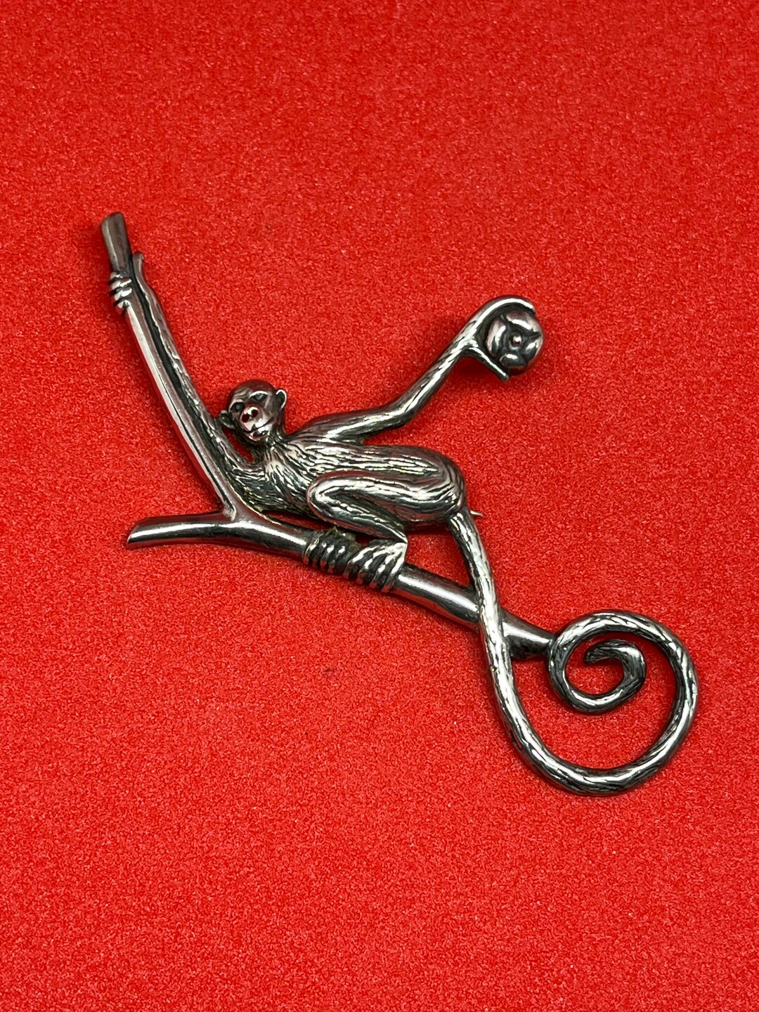 Vtg Jezlaine Sterling Silver Monkey Brooch Monkey on Branch Pin - Etsy