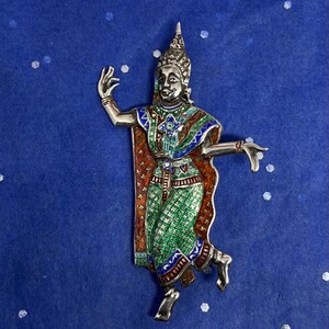 Vtg Siam Sterling Enamel Temple Dancer Brooch - Etsy