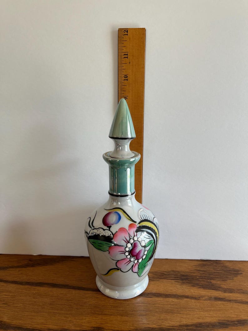 MIJ Handpainted Art Deco Lustre Stoppered Ceramic Bottle Dresser Bottle ...