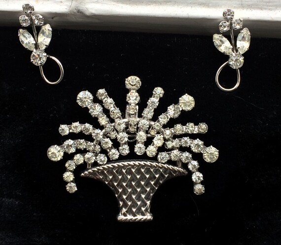Carl-art Sterling Art Deco Pin Cascading Rhinestone Flower | Etsy