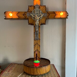 Vtg Folk Art 1960s 26” Matchstick Crucifix Lamp Cross - Etsy