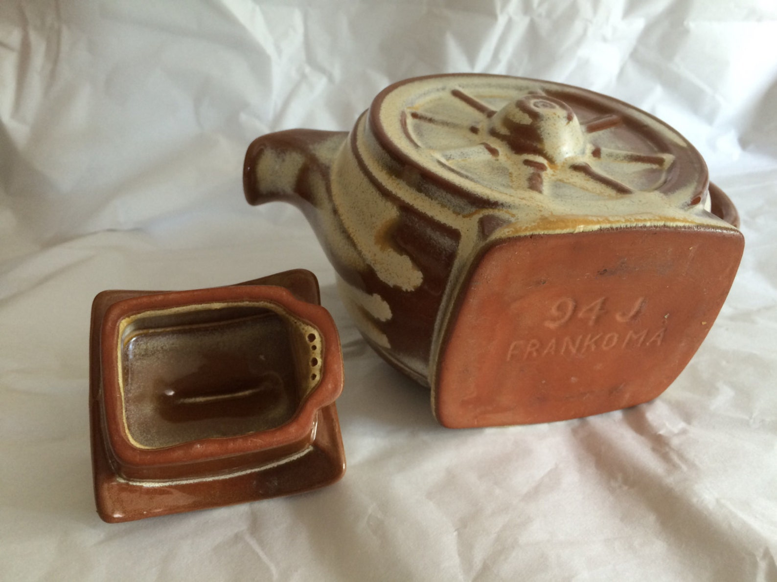 Frankoma Pottery Wagon Wheel Personal Size Teapot, Covered Pitcher ...