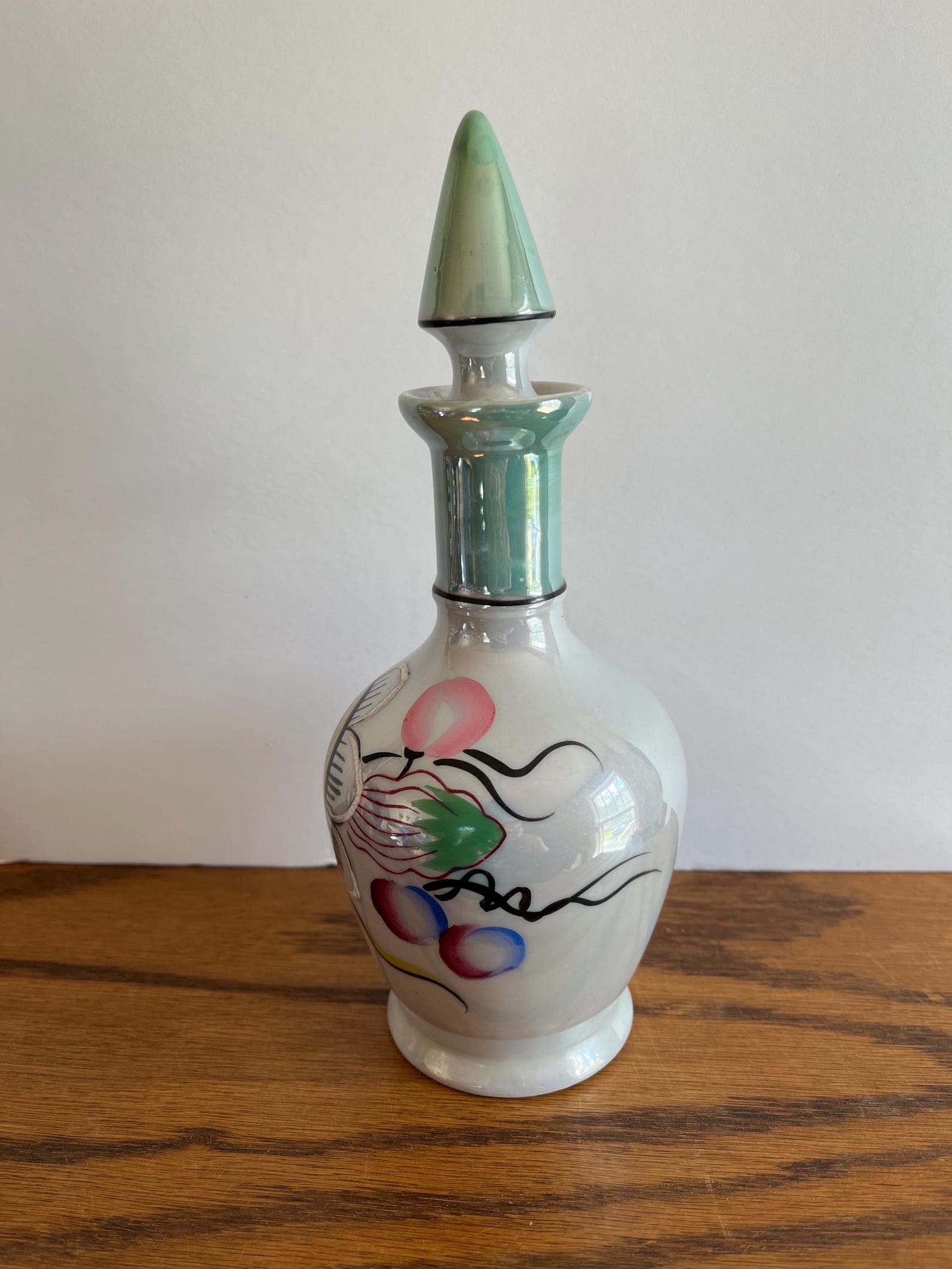 MIJ Handpainted Art Deco Lustre Stoppered Ceramic Bottle Dresser Bottle ...