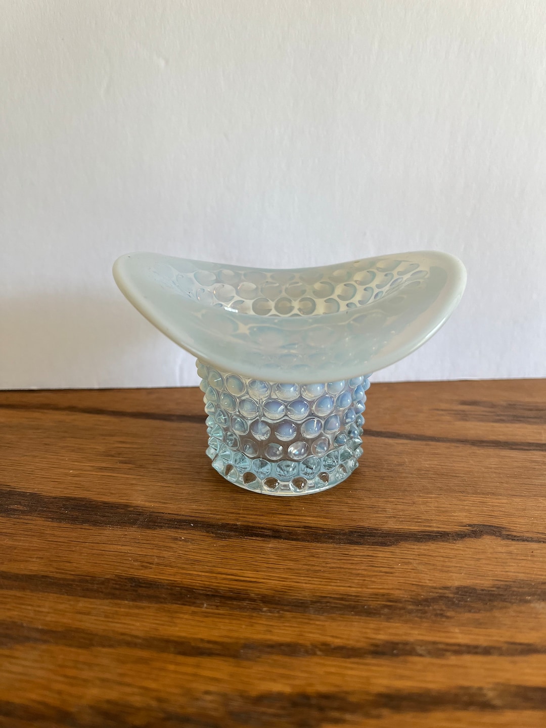 Vtg Duncan Miller Opalescent Blue Hobnail Top Hat Spill Vase - Etsy