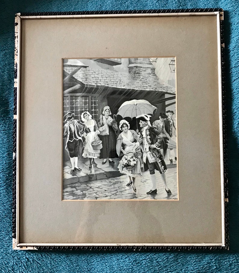 Neyret Freres Woven Silk Stevengraph Picture the Downpour by - Etsy