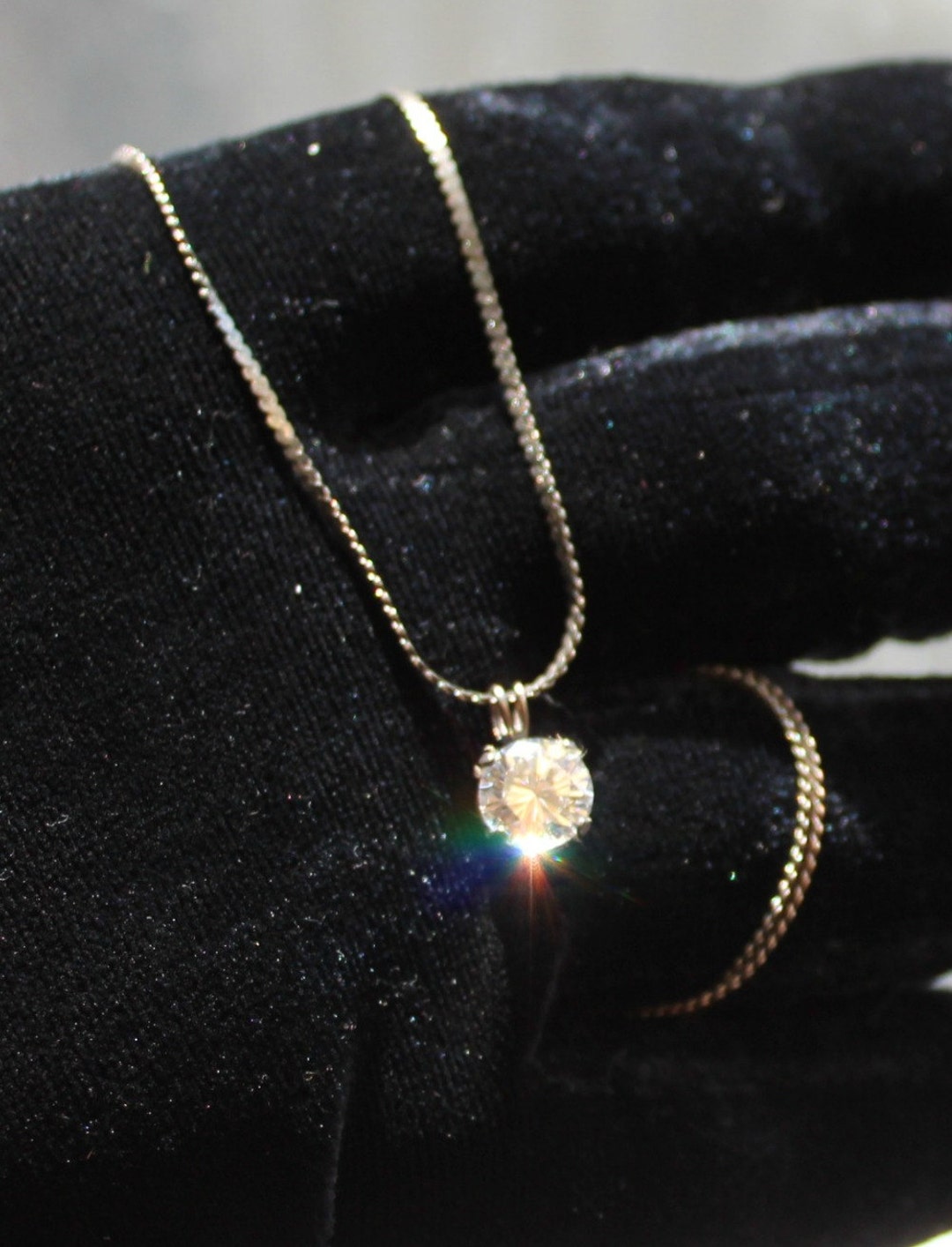 Brilliant Cut Solitaire Crystal Pendant Set in Sterling Silver Setting ...