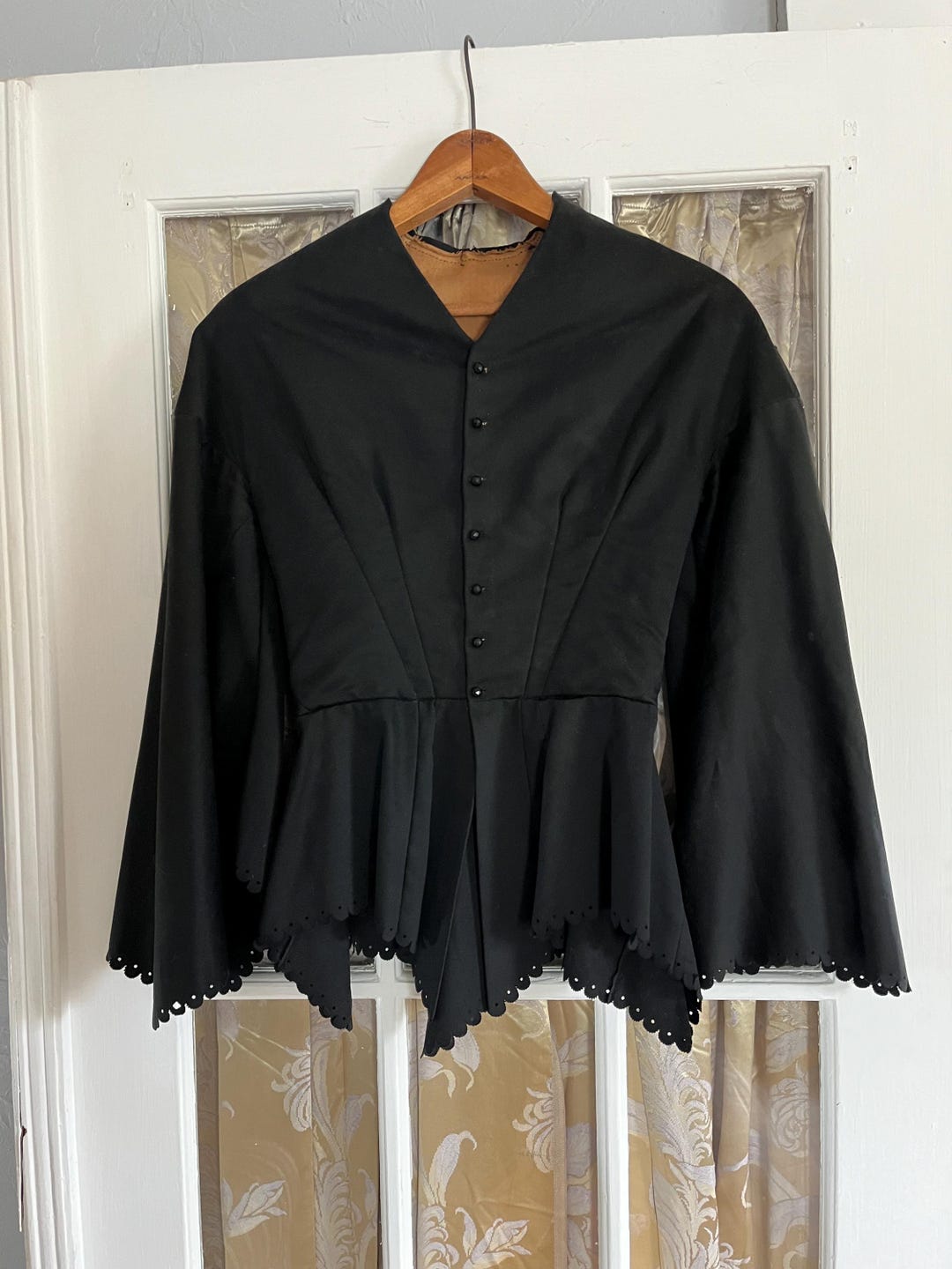 Authentic 1860/1870s Victorian Mourning Top Jacket Black Boiled Wool ...