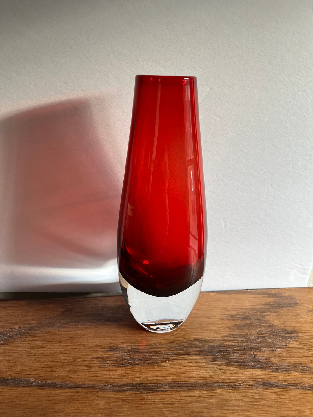 Red Mid-century Riihimaki Finland Glass Vase - Etsy